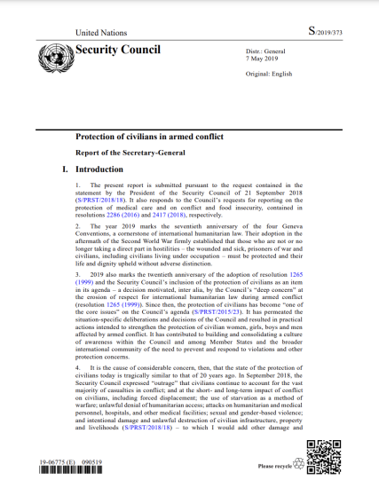 Secretary-General's 2018 annual report on the protection of civilians in armed conflict | UN ...